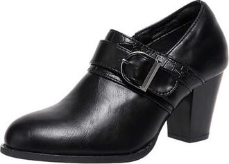 Generic Chaussures &agrave; talons hauts tendance pour femme - Talon bloc &eacute;pais - Chaussures &agrave; enfiler pour les loisirs - Brillantes - Lisses - Confortables - R&eacute;sist