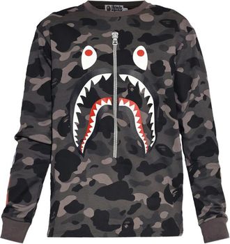 A Bathing Ape Camouflage-print Shark-detail T-shirt