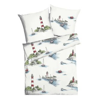 Kaeppel Mako-Satin Bettw&auml;sche K&uuml;stenlandschaft bunt 1 Bettbezug 155 x 220 cm + 1 Kissenbezug 80 x 80 cm