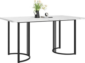 Generic Rechteckiger Esstisch 140x80 cm f&uuml;r 4 Personen K&uuml;chentisch Marmormuster Gestell aus Metall Fr&uuml;hst&uuml;ckstisch mit verstellbaren F&uuml;&szlig;en Bistrotisch f&uuml;r Ess