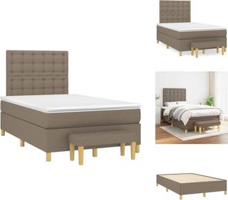 vidaXL Boxspringbett mit Matratze Taupe 120x190 cm Stoff - Boxspringbett - Doppelbett - Bettenrahmen - Matratze - Bettwaren