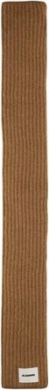 Jil Sander Tücher & Schals - Ribbed Texture Scarf With Logo Patch - Gr. unisize - in Beige - für Damen