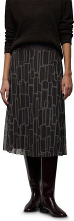 Street One Mesh Pliss&eacute;e Rock mit Print Darkest Brown 40