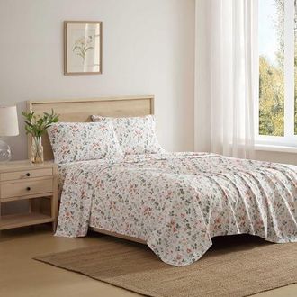 Laura Ashley Bettlaken für King-Size-Bett, knackige und kühle Baumwoll-Perkal-Bettwäsche mit passenden Kissenbezügen, leichtes Bettwäsche-Set, Öko-Tex Zertifiziert