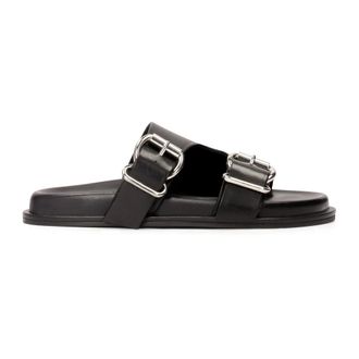 Kazar Schwarze Mules mit zwei Schnallen auf einer bequemen Sohle - - Shoes - Damen - Schwarzk - 36 EU