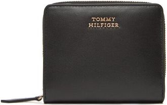 Tommy Hilfiger Geldbörse Th Leather Slg Med Za Flap AW0AW17499 Schwarz