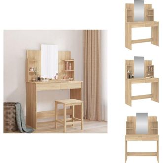 vidaXL Vidaxl - Schminktisch mit Spiegel Sonoma-Eiche 96x39x142 cm - Schminktisch - Kosmetikschrank - Frisiertisch - Badezimmerm&ouml;bel - Spiegelschrank