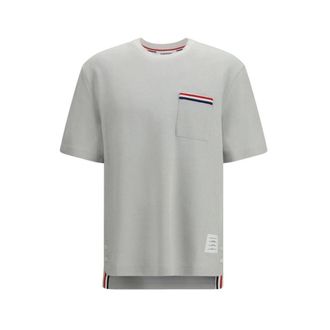 Thom Browne Texturiertes Baumwoll-Leinen T-Shirt - - Tops - Herren - Grau - S