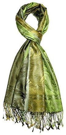 Lorenzo Cana Pashmina pour lhomme - &eacute;charpe de 100% soie avec les mesures de 70 x 190 cm - fait &agrave; la main - souple &eacute;l&eacute;gant en vert olive vert tilleul vert-de-gris 