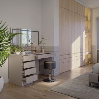 Vicco Schminktisch Cashmere Sherry 120x75x55 cm - Frisiertisch, 5 Schubladen für unterschiedliche Aufbewahrungsbedürfnisse