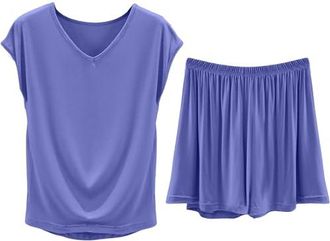 Generic Pyjama pour femme en modal, ensemble de vêtements de détente pour femme, ensemble de survêtement britannique, ensemble de pyjama short pour femme, vêt