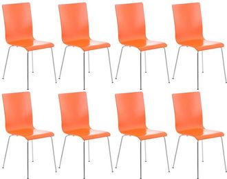 Clp 8er-Set Wartezimmerstuhl Pepe mit ergonomisch geformten Holzsitz und Metallgestell I 8X Konferenzstuhl erh&auml;ltlich, Farbe:orange