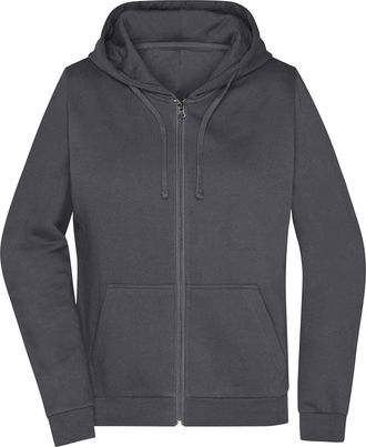 James & Nicholson Damen Basic Kapuzen-Sweatjacke - Leicht taillierte Sweatjacke mit Kapuze | Farbe: Graphite | Gr&ouml;sse: XXL