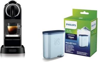 Nespresso DeLonghi EN167.B Citiz Kaffeekapselmaschine & Philips AquaClean Kalk- und Wasserfilter für Espressomaschine, Kein Entkalken bis 5000 Tassen, Einzelpac