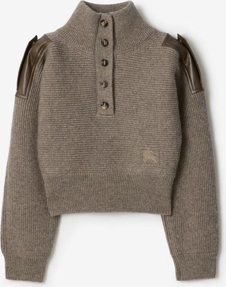 Burberry Wollpullover mit halblanger Knopfleiste, Size: XS
