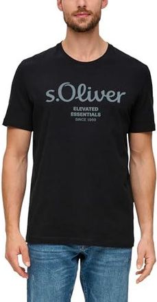 s.Oliver T-Shirt en Coton avec Logo imprimé, Noir, L