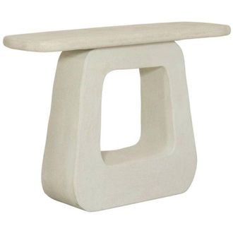 Made In Meubles Made In Meubles - Console pied central en mdf blanc effet b&eacute;ton Dana&eacute;