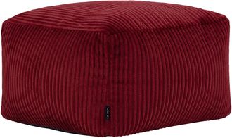 Icon Brand Amara Hocker, Burgund, Flauschiger Cord Stoff, Sitzsack Cord, Sitzpuff Hocker mit F&uuml;llung, Fu&szlig;hocker f&uuml;r das Wohnzimmer, Deko Wohnzimmer