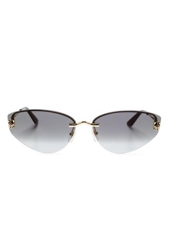 Cartier Geometrische Sonnenbrille mit Tigerkopf-Schild - Grau