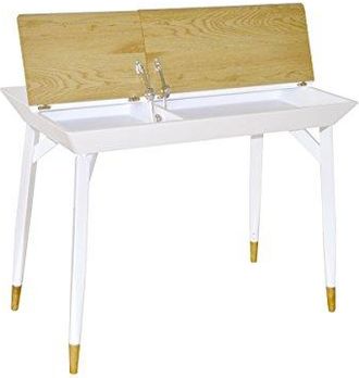 Inter Link SAS Moderner Schreibtisch Homeoffice Schminktisch inkl. Schublade weiß matt / Wildeiche Nachbildung