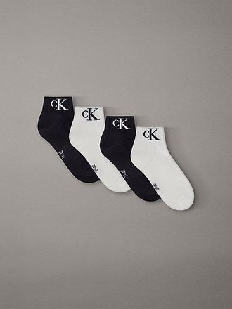 Calvin Klein Lot de 4 paires de chaussettes de cheville avec logo en coton doux