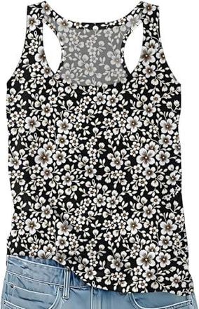 Generic Debardeur Femme Chic et &eacute;l&eacute;gant Chemisier sans Manche Imprim&eacute; D&eacute;bardeur Crop Top Ete Haut Chic et Elegant Caraco Vetement Femme Ete Veste Tee Shirt sa