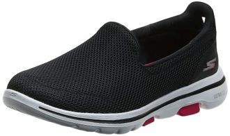 Skechers Damen Go Walk 5 Sneaker, Black Textile Hot Pink Trim, 35.5 EU