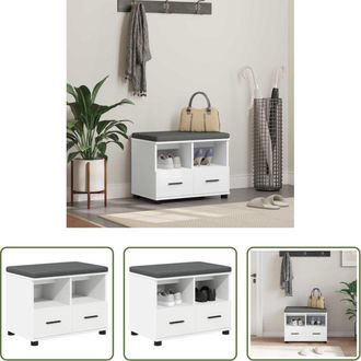 vidaXL Wei&szlig; - Flurbank Wei&szlig; 60 x 38 x 46 cm Holzwerkstoff und Stoff