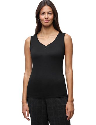 Street One Damen 3228576 Top mit Knopfdetail, Schwarz, 46