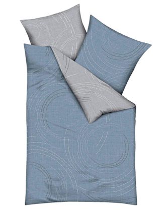 JACK by Kaeppel Fein Biber Wende Bettwäsche 2 TLG. Jaro Taube Blau Grau Kreise Linien Reißverschluss, Größe:155x220cm Bettwäsche