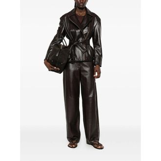 Max Mara Lambskin Leather Trousers - Brown