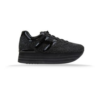 Hogan Leder Schn&uuml;r-Glitzer-Sneakers Damen - - Shoes - Damen - Schwarzk - 40 1/2 EU