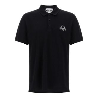 Moschino Cotton Piquet Polo Goose Embroidery - - Tops - Herren - Schwarzk - XL
