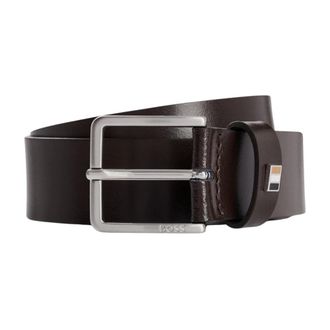 HUGO BOSS Brauner Lederg&uuml;rtel mit Metall-Detail - - Accessories - Herren - Braun - 115 CM