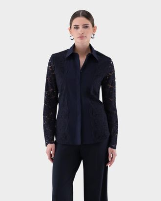 van Laack Hemdbluse mit Spitzen&auml;rmeln