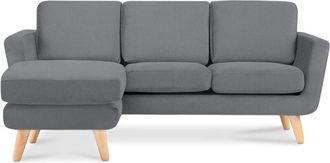 Konsimo Konsimo - Ecksofa links mit Armlehnen und Gestell aus Massivholz tagio, Grau, Stoff, Scandinavian, 190x78x151cm
