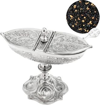 NKlaus 3tlg Set Weihrauchschiffchen Silber mit Löffel 100g Pontifical Weihrauchmischung 40694
