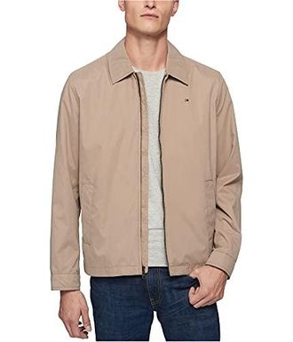 Tommy Hilfiger Mens Lightweight Microtwill Golf Jacket, Khaki, Large