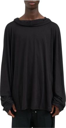 Rick Owens Homme, Tops, Noir, Taille: ONE Size T-shirt &agrave; manches longues oversized