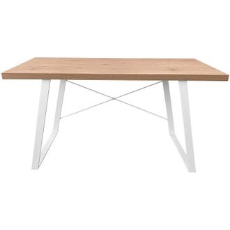 SVITA Industrial Schreibtisch Nussbaum-Optik mit schwarzen Metall-Beinen - Svita