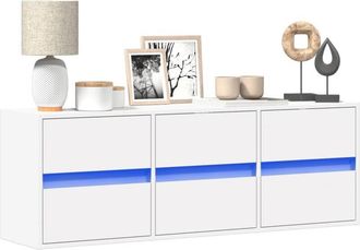 vidaXL Vidaxl - Meuble tv mural avec lumi&egrave;res led blanc 130x31x45 cm