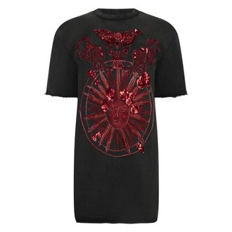 Philipp Plein Open Back T-Shirt Kleid Butterfly Tattoo - - Dresses - Damen - Schwarzk - XS