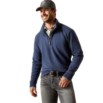 Ariat Mens Wilford 1/2 Zip Sweatshirt Long Sleeve in Navy Heather, Size 2X-Large, by Ariat