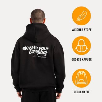 Smilodox Hoodie Tamio, Regular Fit Kapuzenpullover mit Prints auf Brust & R&uuml;cken Flauschiger Stoff Pulli K&auml;ngurutasche & B&uuml;ndchen Sport Freizeit