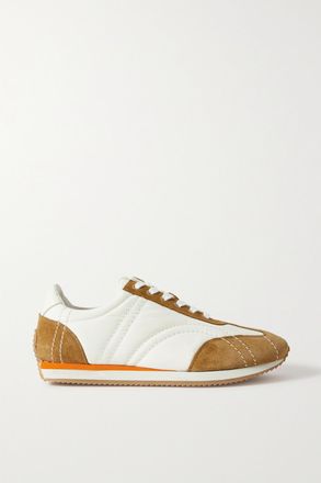 Toteme The Sport Sneakers Aus Veloursleder Und Twill Mit Lederbes&auml;tzen - Braun