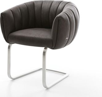 DELIFE Freischwinger Jada-Flex Mikrofaser Anthrazit Vintage Freischwinger flach Edelstahl Taschenfederkern, Esszimmerst&uuml;hle