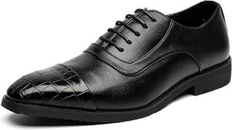 Generic Chaussures habillées for Hommes, à Lacets, Bout Pointu, en Cuir PU, Patchwork, Oxford, Talon carré, Semelle en Caoutchouc, antidérapantes, for Bal de 