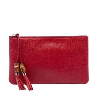 Gucci Pre-owned Sac Bandouli&egrave;re en Cuir avec Pompon en Bambou - Femme - Pre-owned - Rouge - Taille: ONE Size