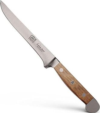 Gude Solingen - Ausbeinmesser flexibel geschmiedet, 13 cm, Fasseichenholz, ALPHA FASSEICHE, Doppelkropf, Handmade Germany