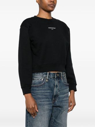 Maison Kitsun&eacute; Logo-Embroidered Sweatshirt - Black